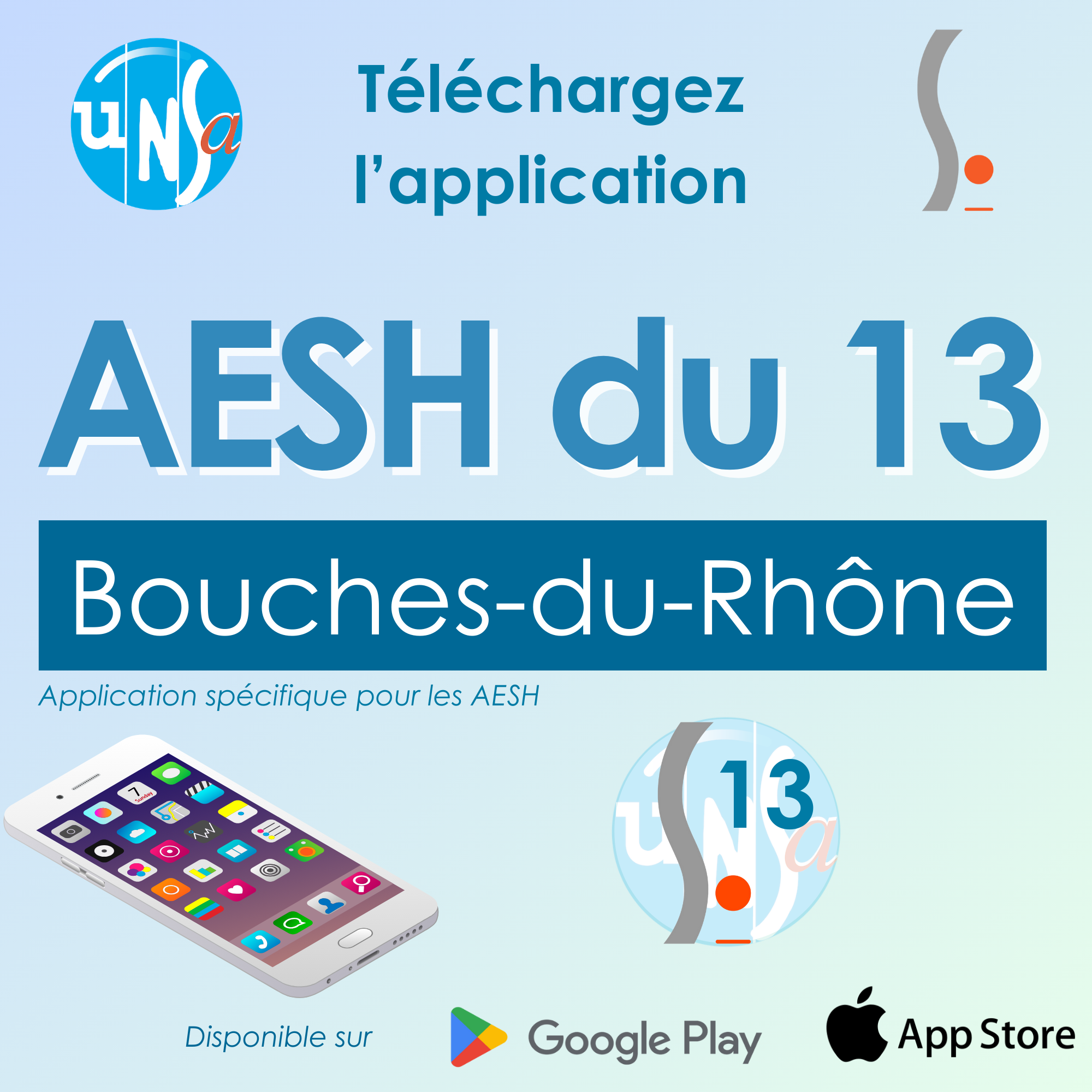Téléchargez l'application AESH du 13 - Votre mouvement avec le SE-Unsa 13